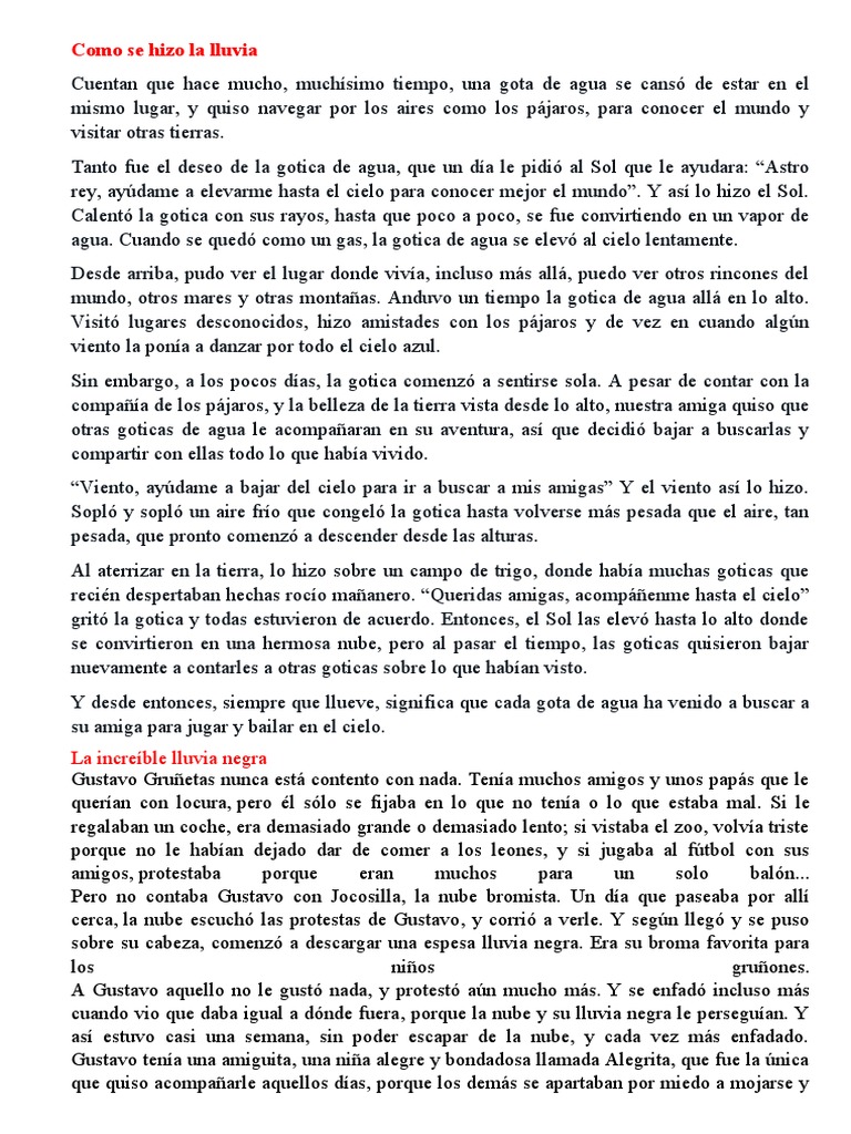 Cuentos sobre la lluvia para niños | PDF | Agua | Lluvia