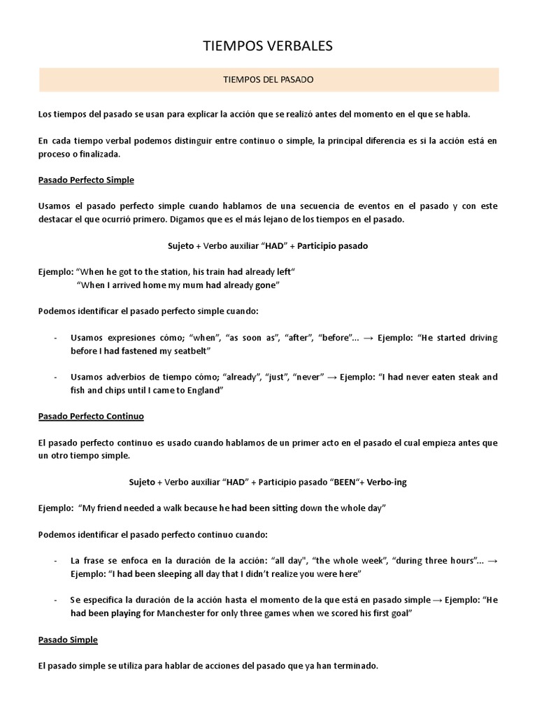 Tiempos Verbales en Inglés | PDF | Verbo | Semántica
