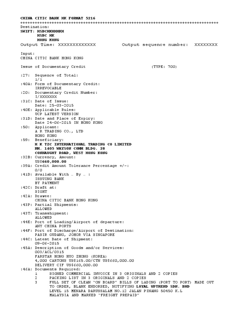 LC Draft | PDF | Bill Of Lading | Letter Of Credit