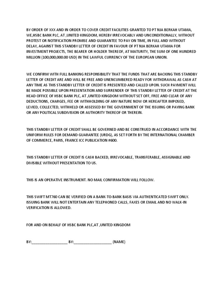 Draft Sblc Pdf