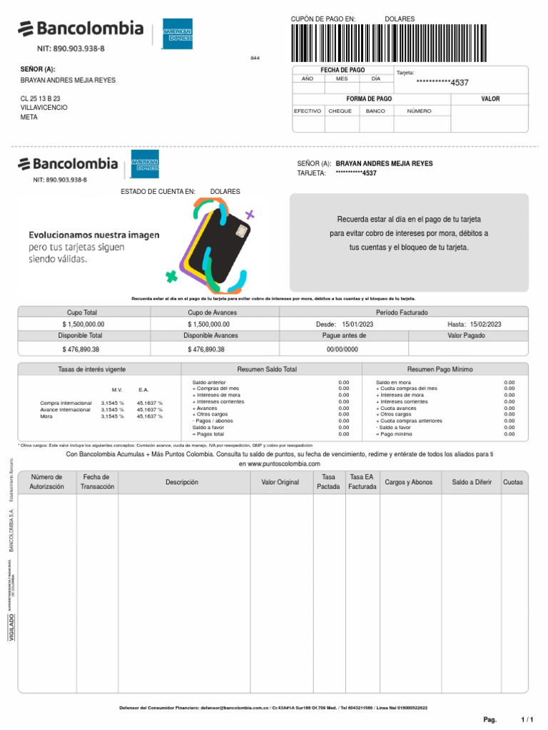Extracto 202302 Tarjeta American Express 4537 | PDF | Finanzas ...