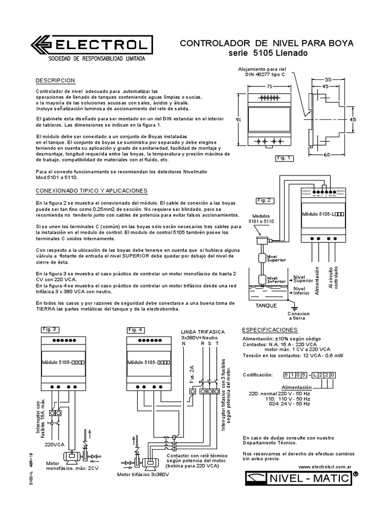 Serie 5105 Llenado Controlador de Nivel para Boya | PDF | Relé | Equipo