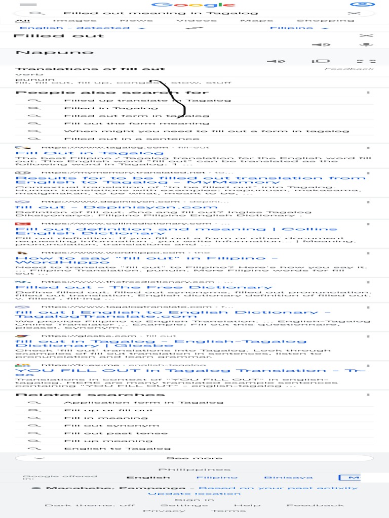 Understanding the Tagalog Translation of 'Filled Out' and Common ...