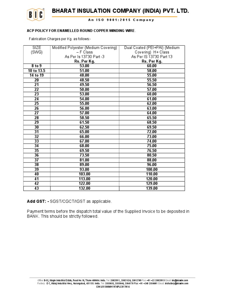 Enamelled Round Copper Winding Wire | PDF