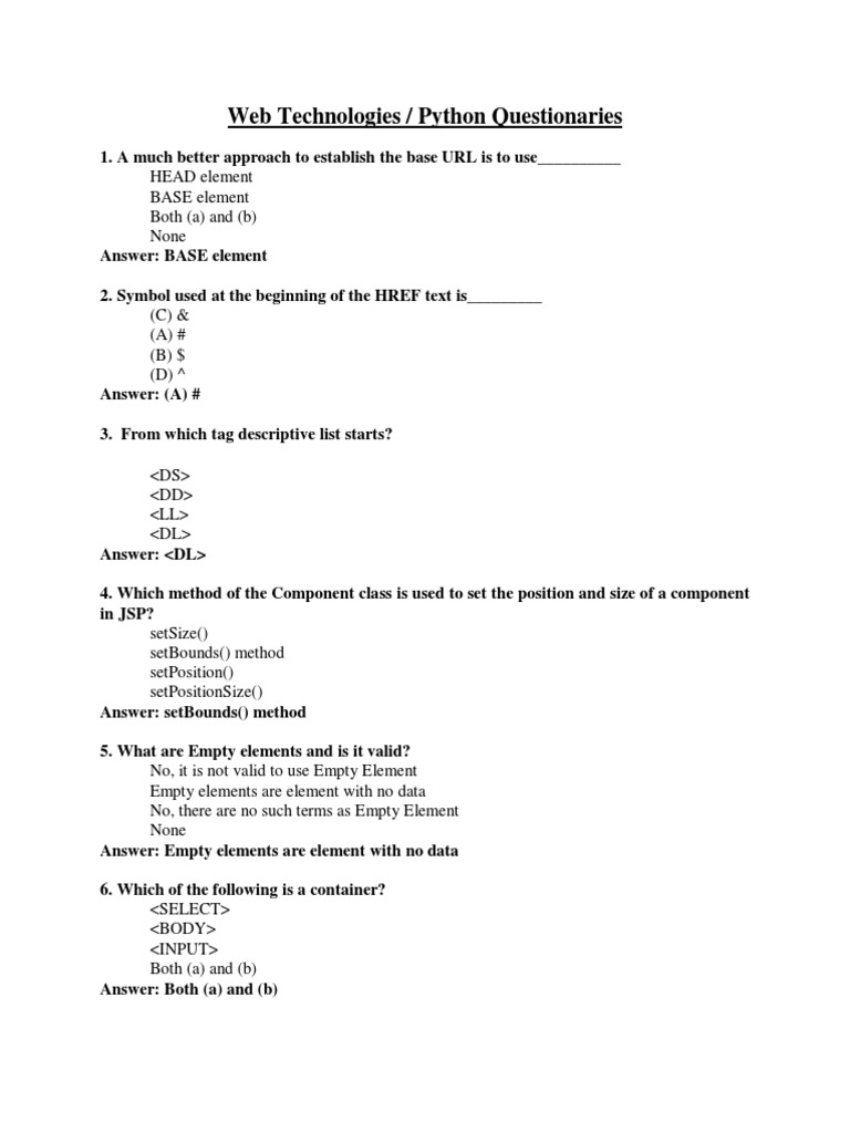 Web Technologies MCQs | PDF | Scope (Computer Science) | Data Type