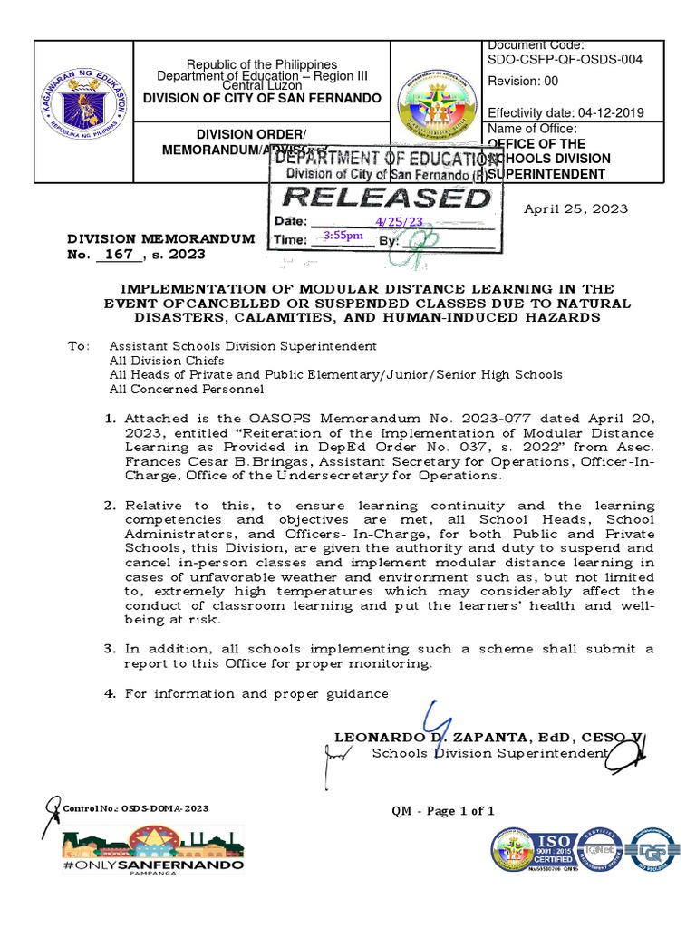 Modular Distance Learning Guidelines 2023 | PDF