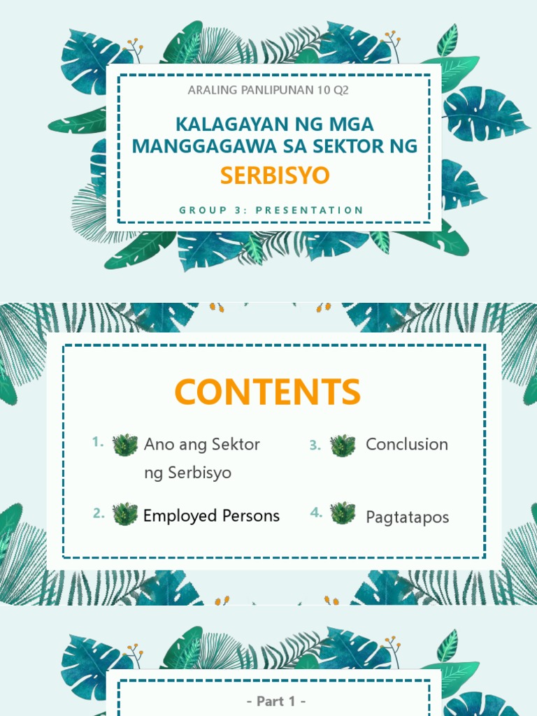 Serbisyo: Kalagayan NG Mga Manggagawa Sa Sektor NG | PDF