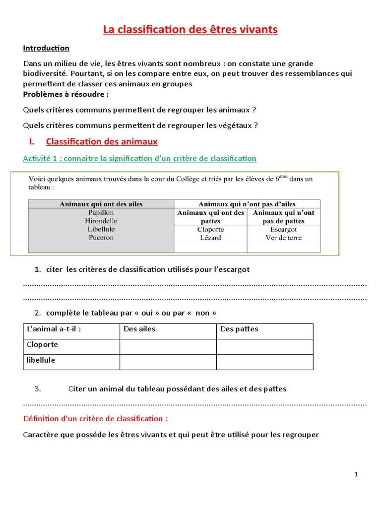 Classification des êtres vivants | PDF | Plantes | Espèces