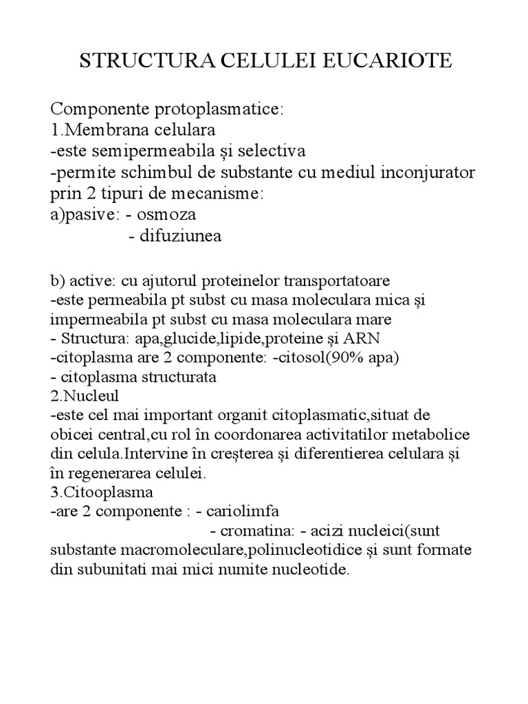 Structura Celulei Eucariote | PDF