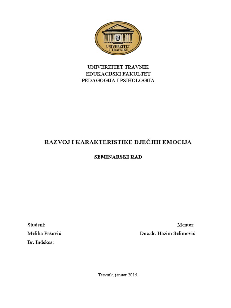 Razvoj I Karakteristike Djecjih Emocija | PDF