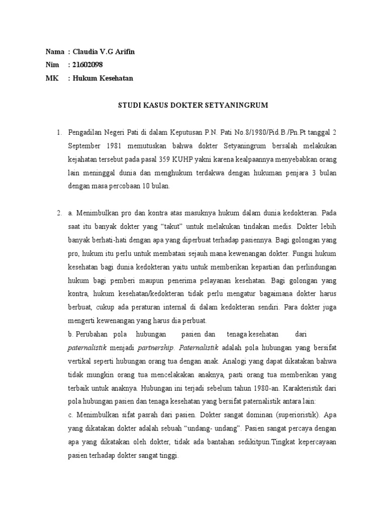 Studi Kasus Dokter Setyaningrum | PDF | Sains & Matematika