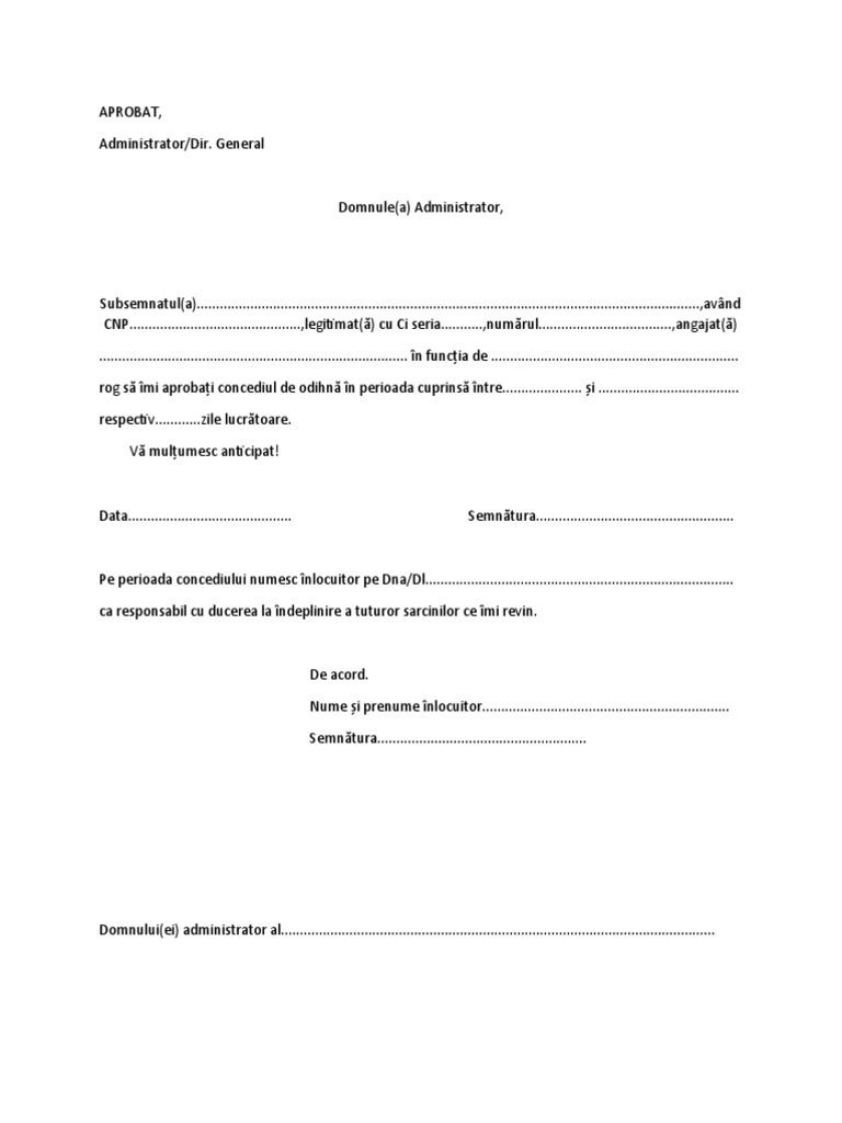 Cerere Concediu | PDF