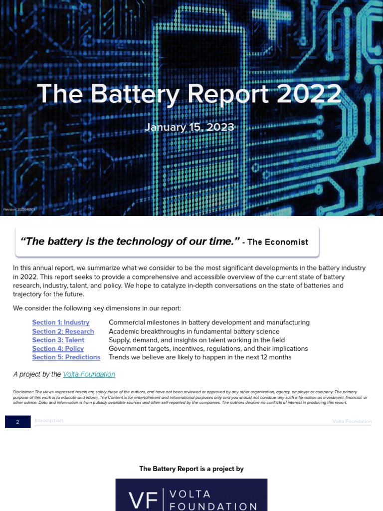 The Battery Report 2022: January 15, 2023 | PDF | Electric Vehicle ...