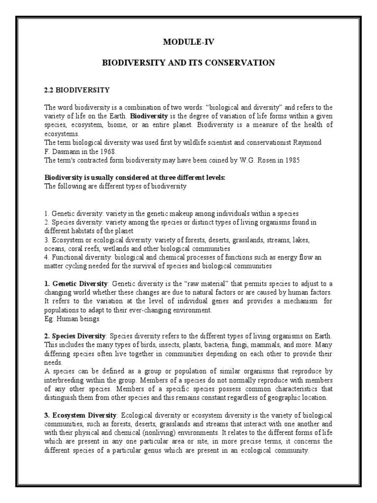 Evs (Unit-Iv) | PDF | Biodiversity | Endangered Species