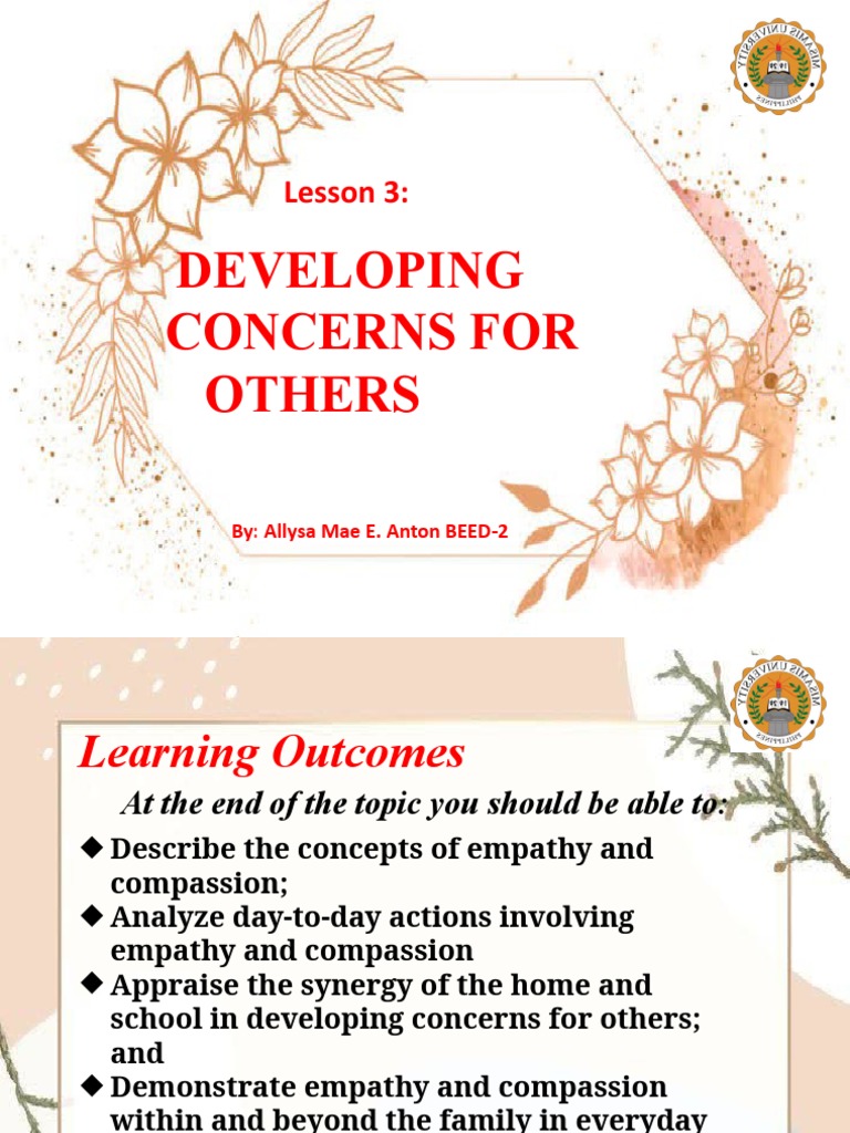 Developing Concerns For Others: Lesson 3 | PDF | Empathy | Compassion