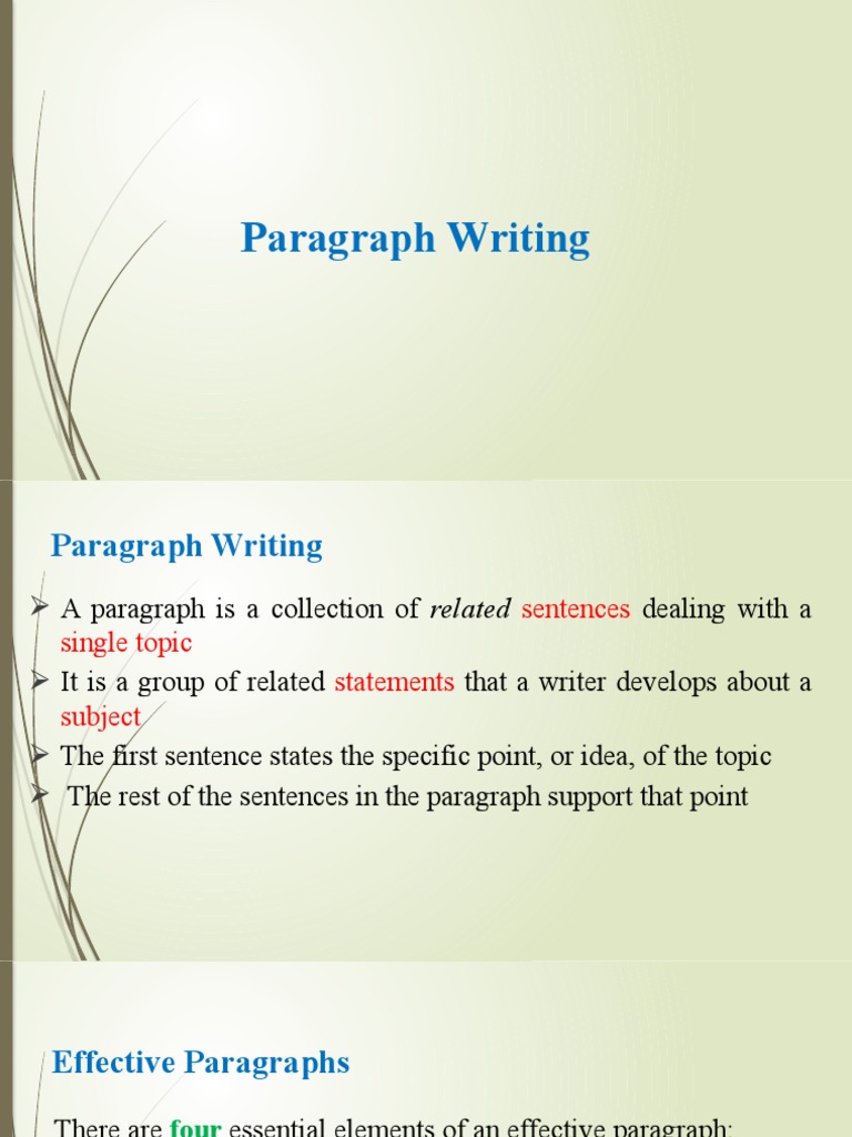 Lecture 1 Paragraph | PDF | Paragraph | Sentence (Linguistics)