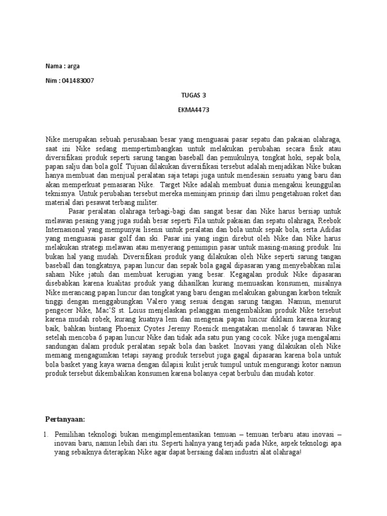 Nama: Arga Nim: 041483007 Tugas 3 EKMA4473: Pertanyaan | PDF