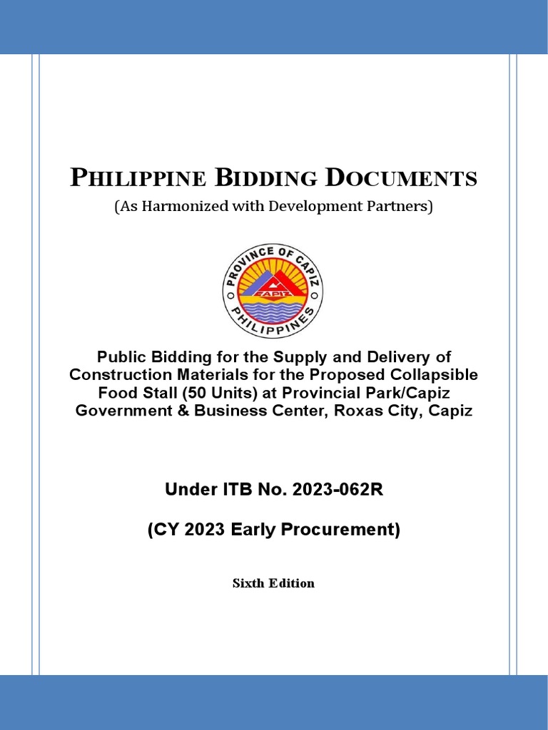 2023-062R - Bid Docs Goods EPA - Food Stall (50 Units) | PDF | Procurement | Prices