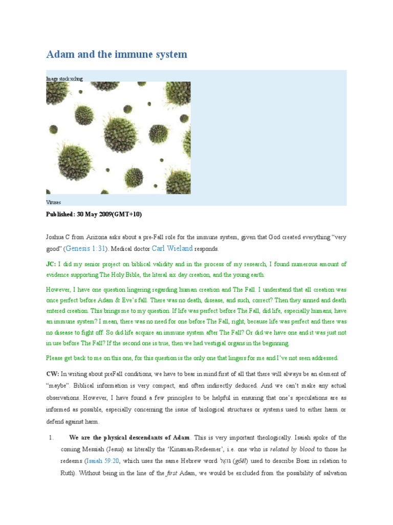 Adam and the immune system | PDF | Adam And Eve | Pathogen