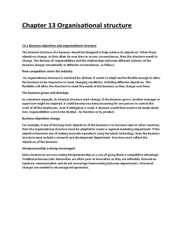 Chapter 13 Organisational Structure | PDF | Organizational Structure ...