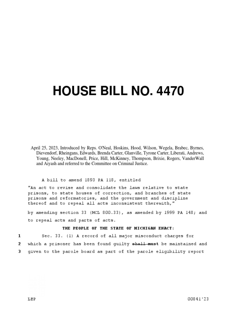 House Bill No. 4470 | PDF | Parole | Sentence (Law)