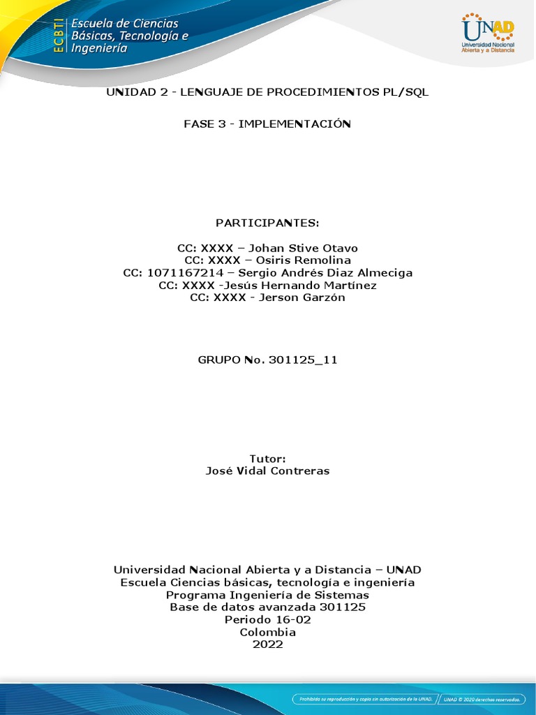 Anexo 3 Formato de Entrega Unidad 2 Fase 3 Implementaci N PDF | PDF ...