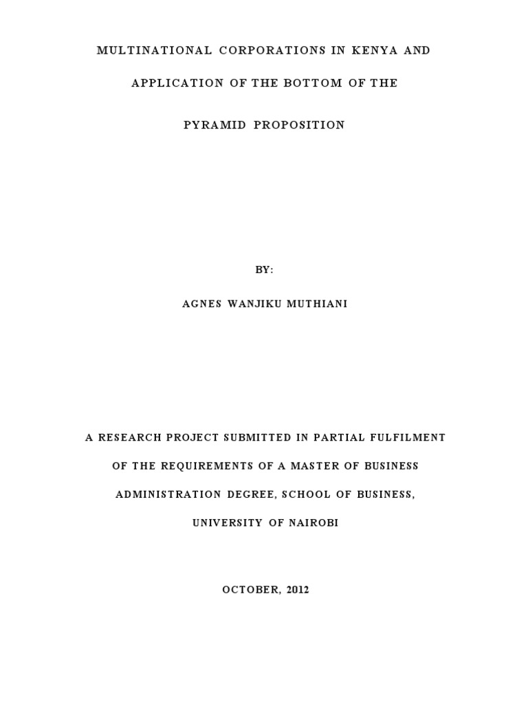 Agnes Wanjiku Muthiani Mba 2012 | PDF | Poverty | Poverty & Homelessness