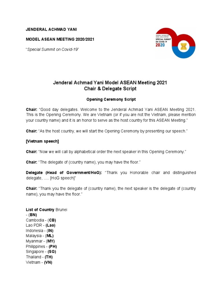 Chair Script | PDF | Government | International Relations