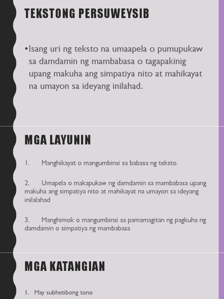 Tekstong Persuweysib at Argumentatibo | PDF