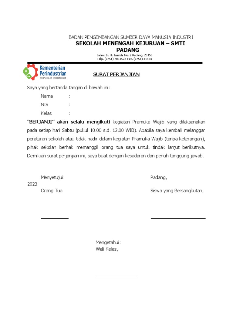 Surat Perjanjian Pramuka Wajib | PDF