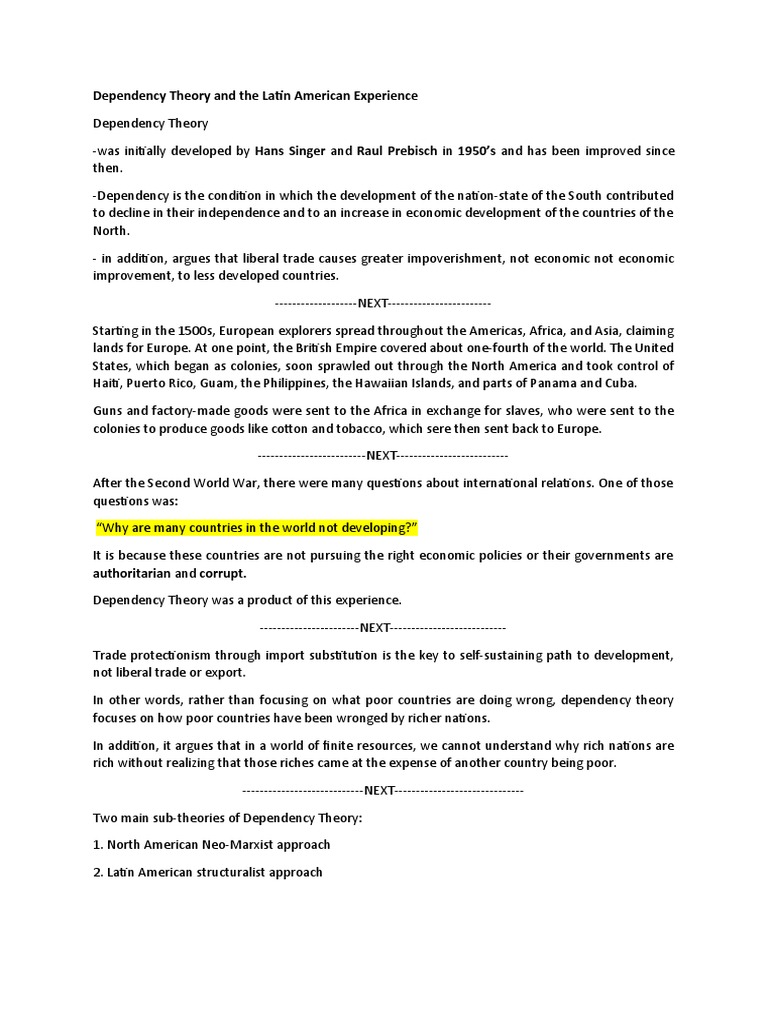 Dependency Theory and the Latin American Experience Explained | PDF ...