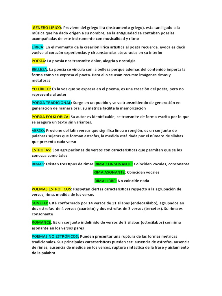 Lengua Resumen | PDF | Poesía | Rima