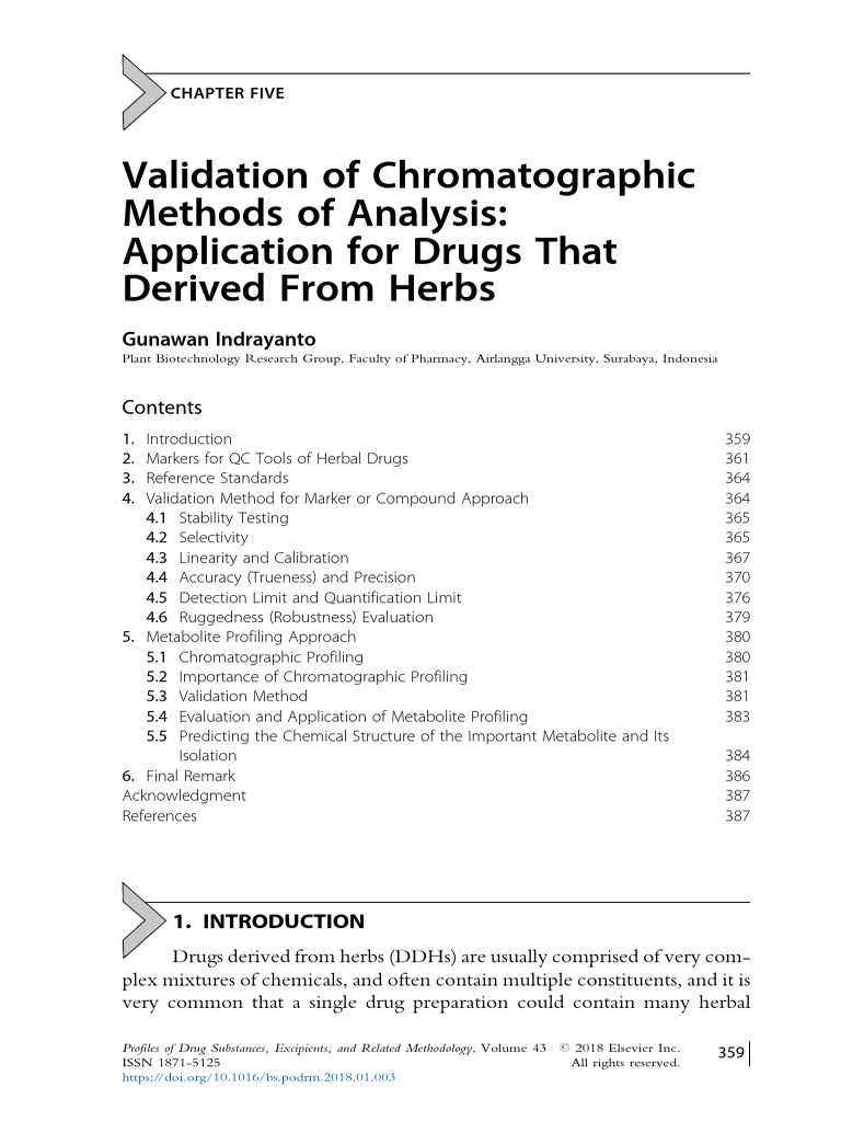 Validation Of Chromatographic Methods Of Analysis Of Drugs Derived From