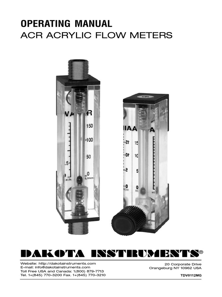 Dakota - 6A01 - Acrylic - Flow - Meter - Manual | PDF | Valve | Flow Measurement