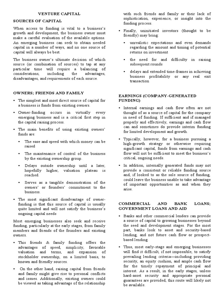 Venture Capital Reviewer | PDF | Venture Capital | Corporate Finance