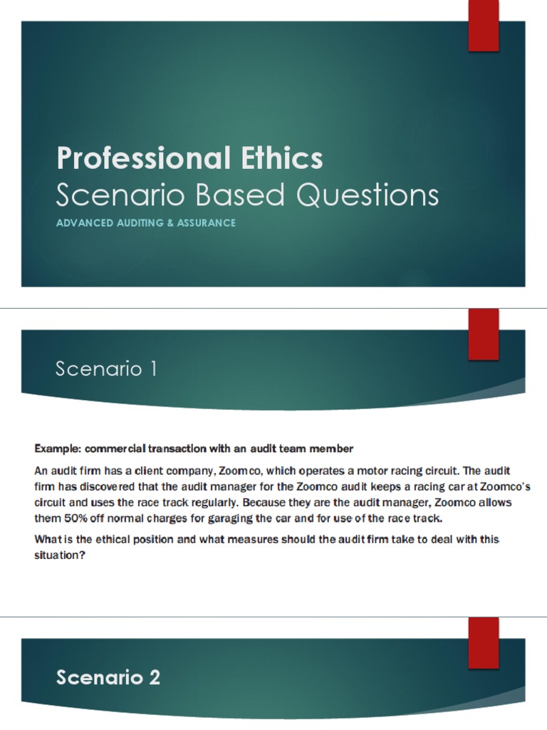 Professional Ethics Scenarios Questions | PDF Professional Ethics Scenarios Questions | PDF