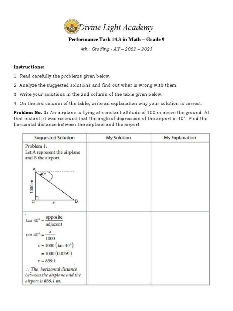 PT 4.3 Math 9 | PDF | Mathematics | Tropical Meteorology