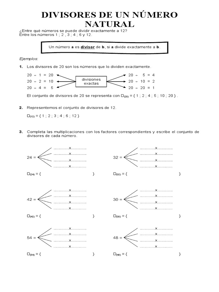 Divisores de Los Naturales para Cuarto de Primaria | PDF