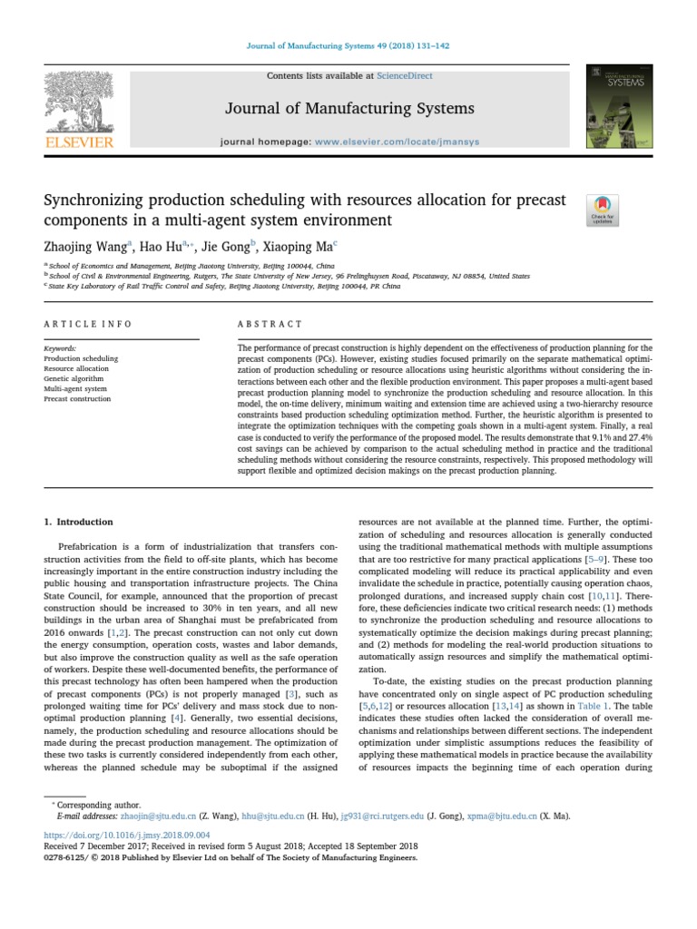 Wang Et Al. - 2018 - Synchronizing Production Scheduling With Resources ... Wang Et Al. - 2018 - Synchronizing Production Scheduling With Resources ...