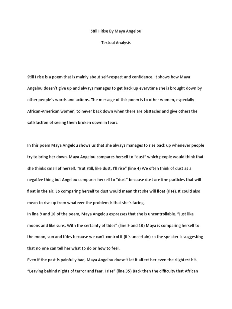 Textual Analysis - Still I Rise | PDF
