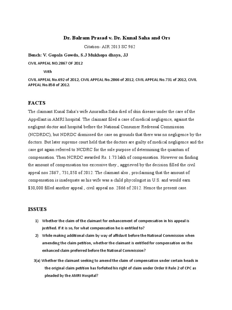Balram Prasad Vs Kunal Saha | PDF Balram Prasad Vs Kunal Saha | PDF