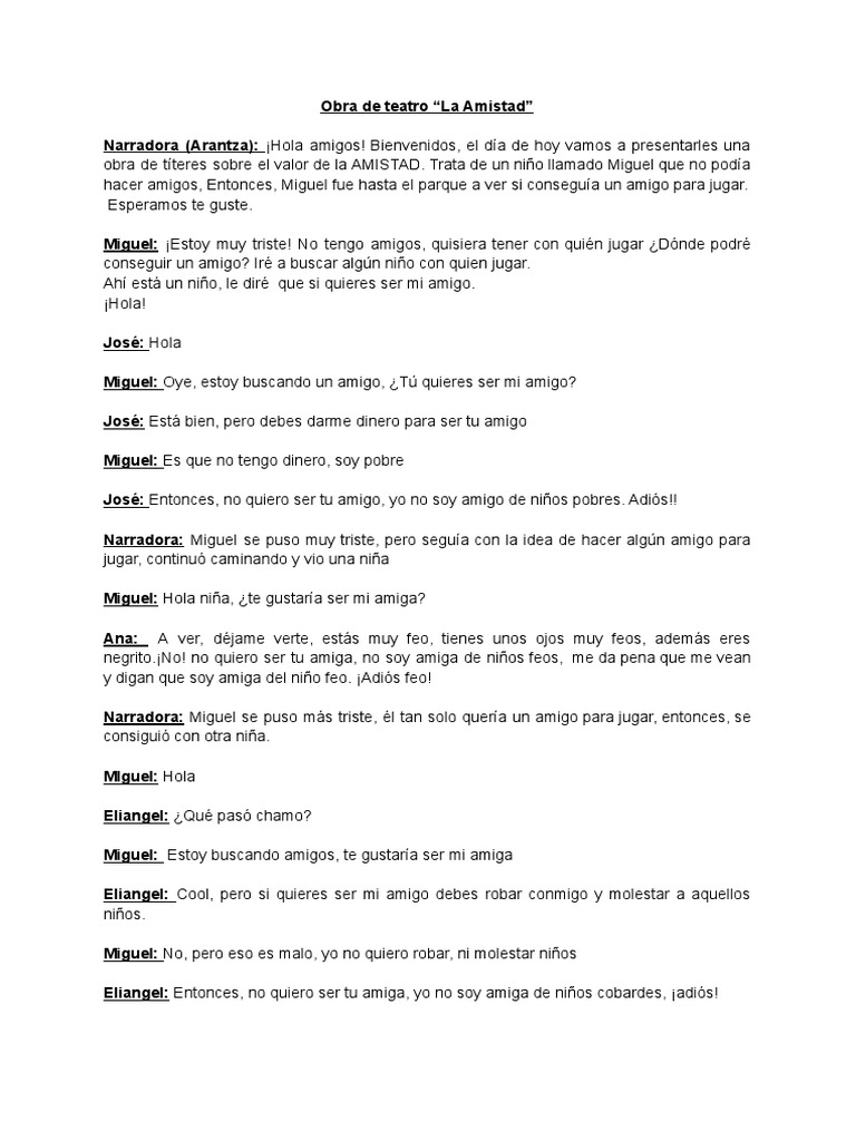 Obra de Titeres La Amistad | PDF