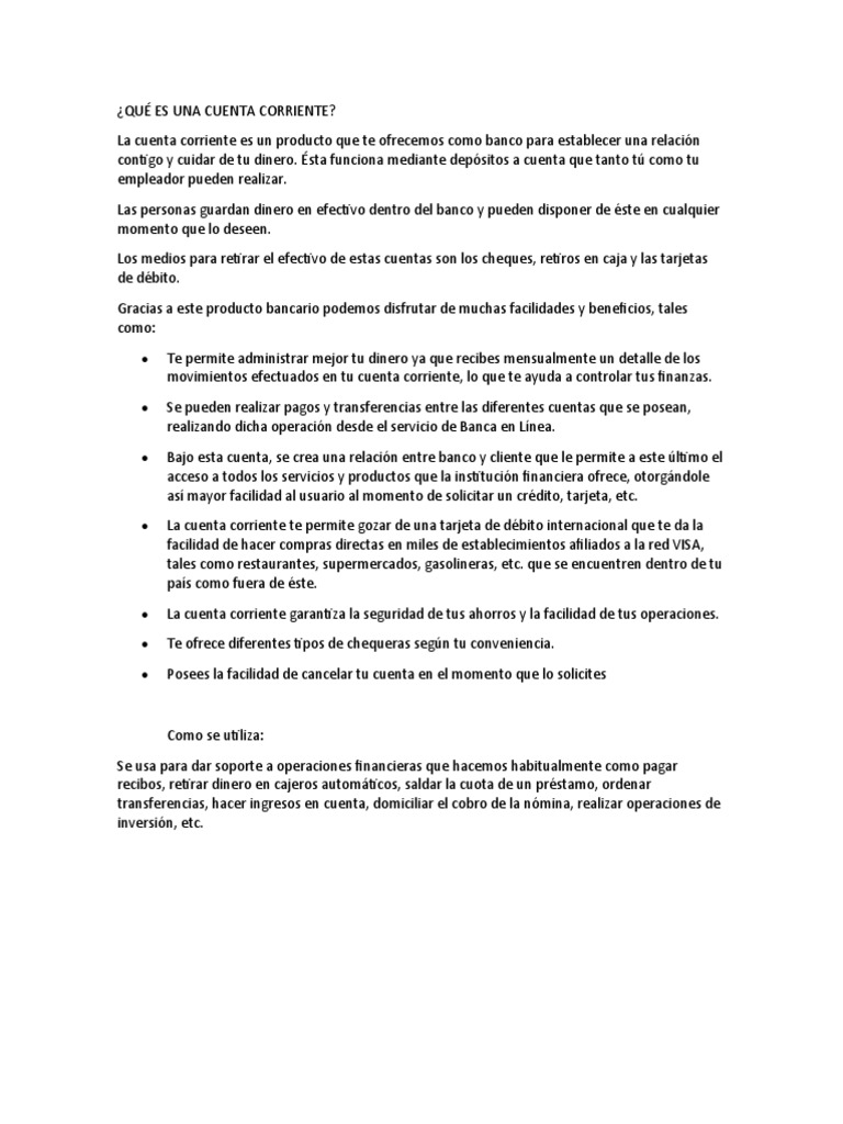 Qué Es Una Cuenta Corriente | PDF Qué Es Una Cuenta Corriente | PDF
