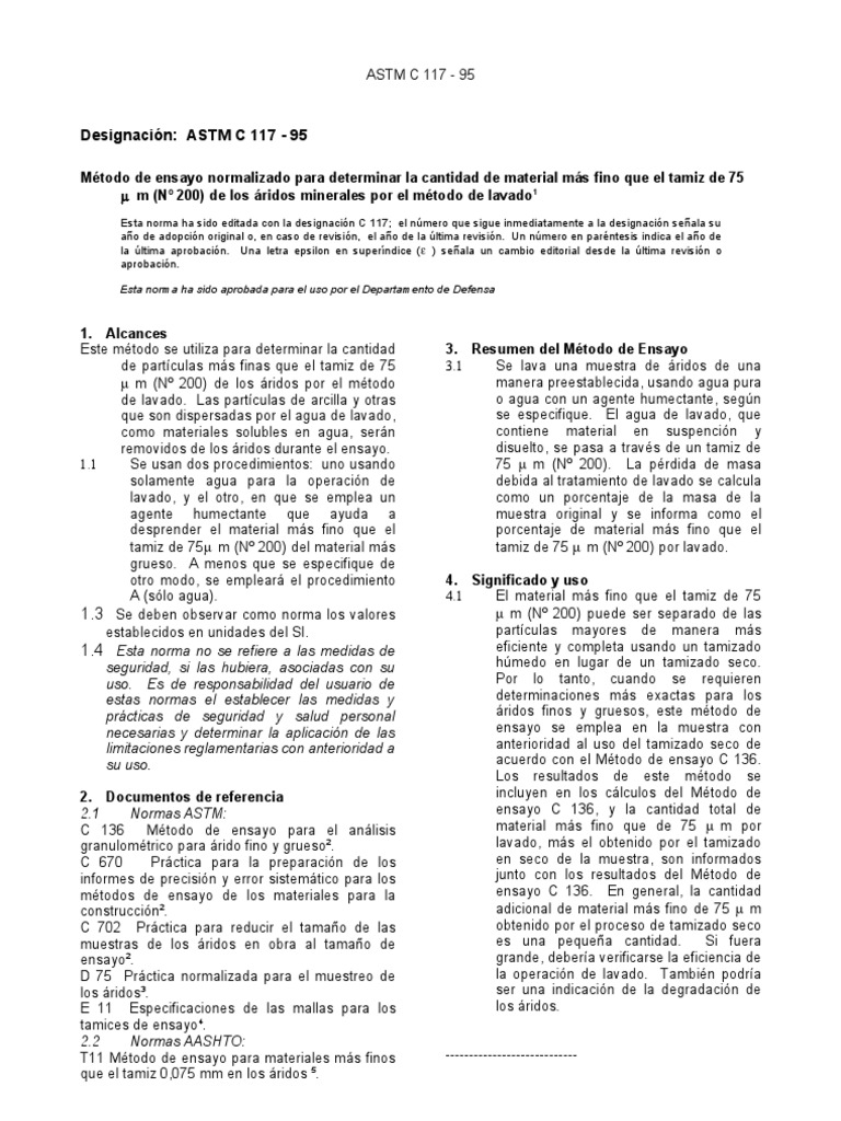 Astm C 117-95 | PDF | Detergente | Agua