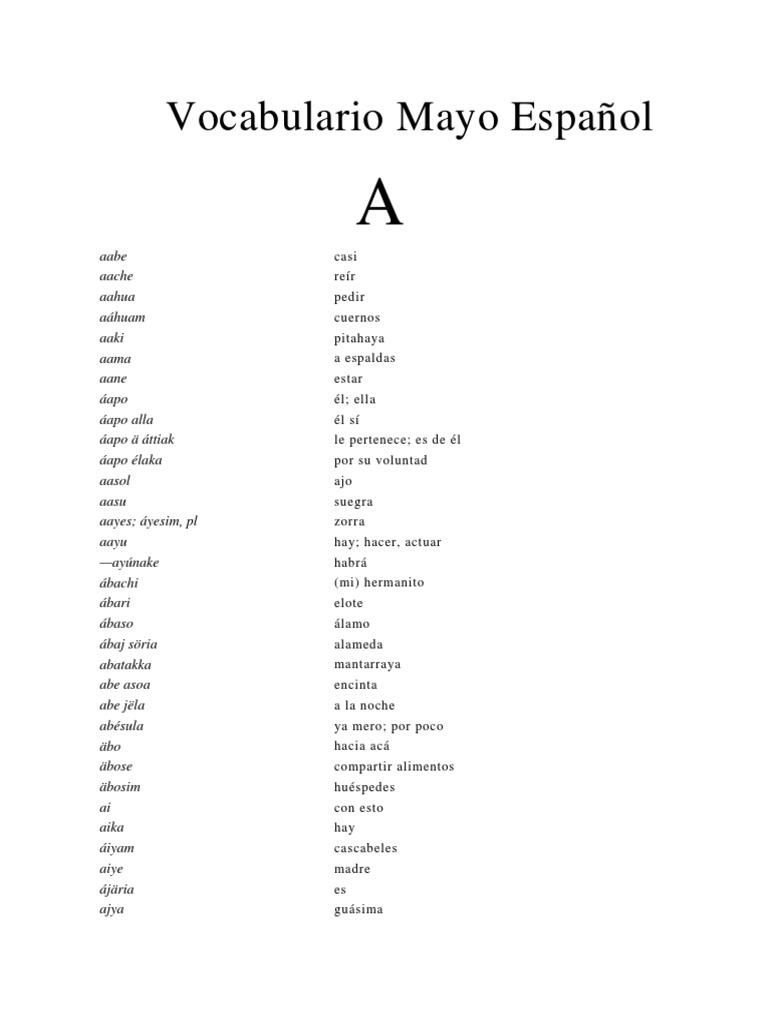 Diccionario Mayo-Español | PDF
