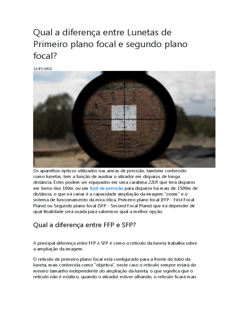 Diferença Entre Lunetas de Primeiro Plano Focal e Segundo Plano Focal ...