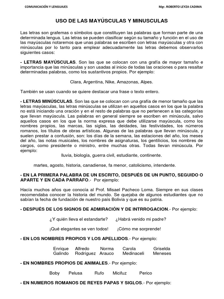 Uso de Las Mayúsculas y Minusculas | PDF | Lingüística