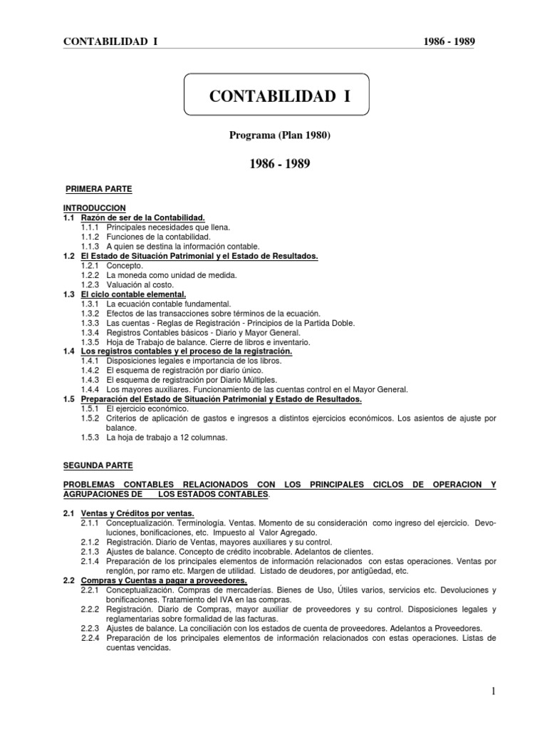 Contabilidad I 1986-1989: Titulo para documento contable | PDF | Contabilidad | Hoja de balance