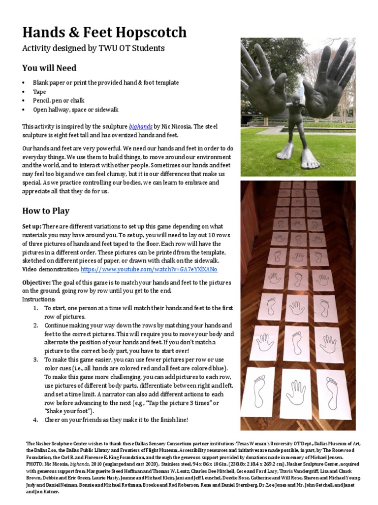 Sensory Activity Hand Foot Hopscotch Nicosia | PDF | Art