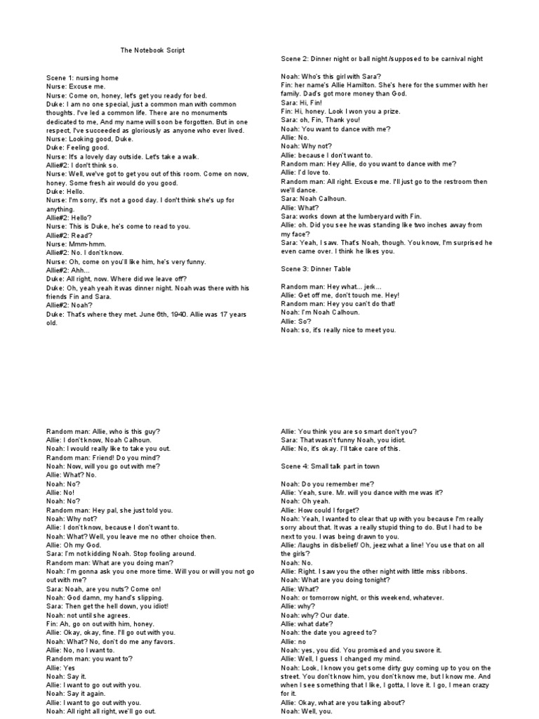 The Notebook Scriptt | PDF